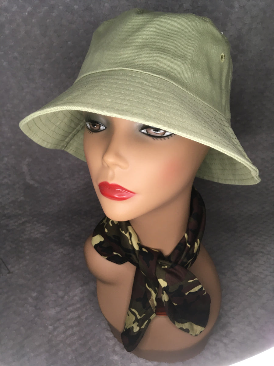 Army Green Khaki Bucket Hat With Complimentary Bandana – Accessories ...